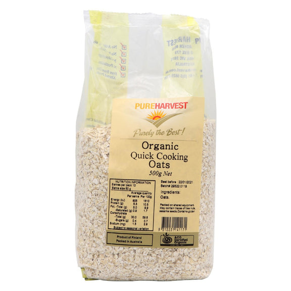 Quick Cooking Oats Organic | Pure Harvest | 500g – Rare Organics